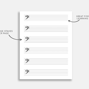 Kids Printable Bass Clef Sheet Music for Letter/a4. Blank | Etsy