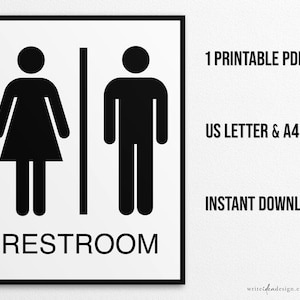 Printable Restroom Sign US Letter and A4 Sizes, Instant Download PDF - Etsy