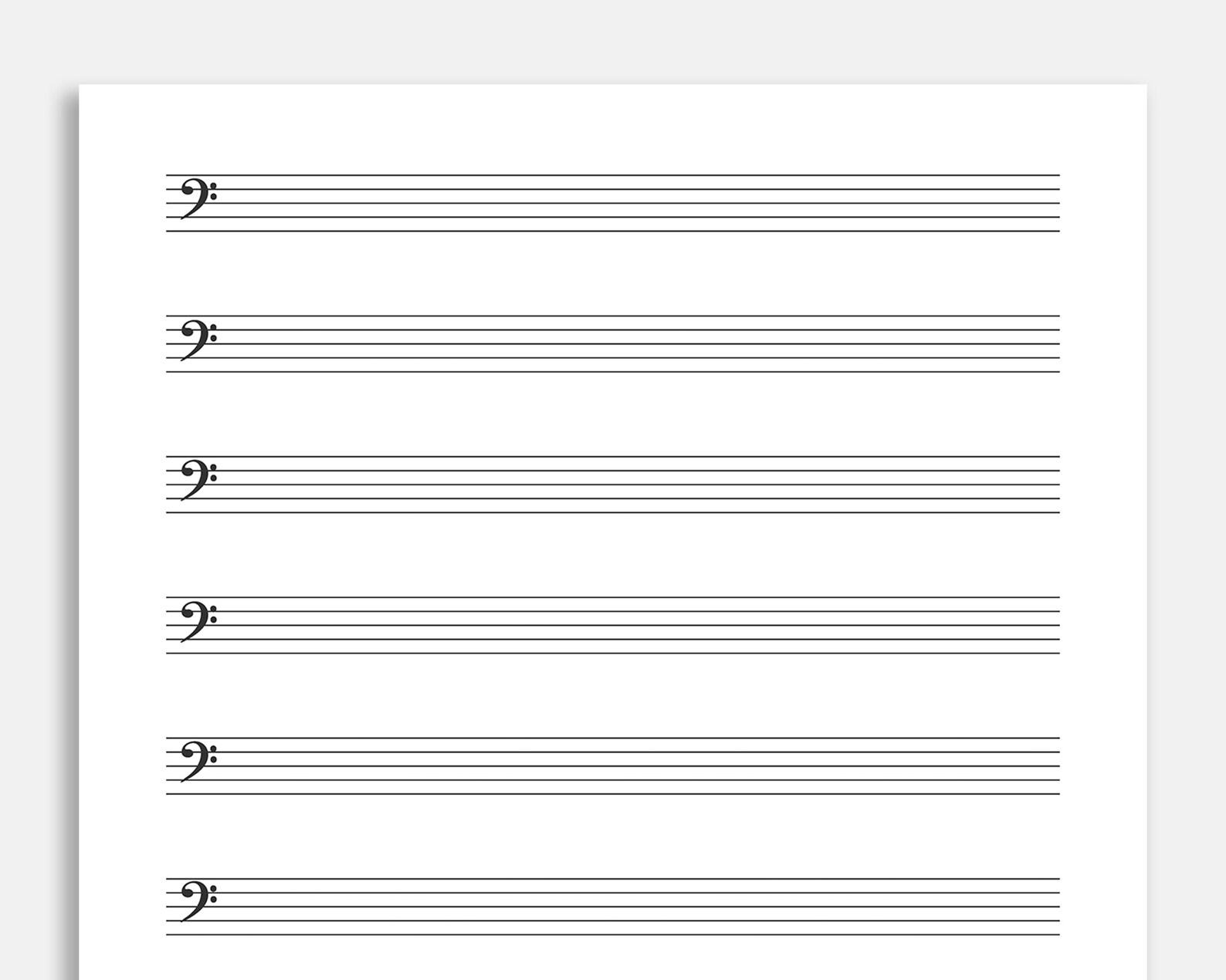 Printable Bass Clef Sheet Music for Letter/a4. Blank Music - Etsy