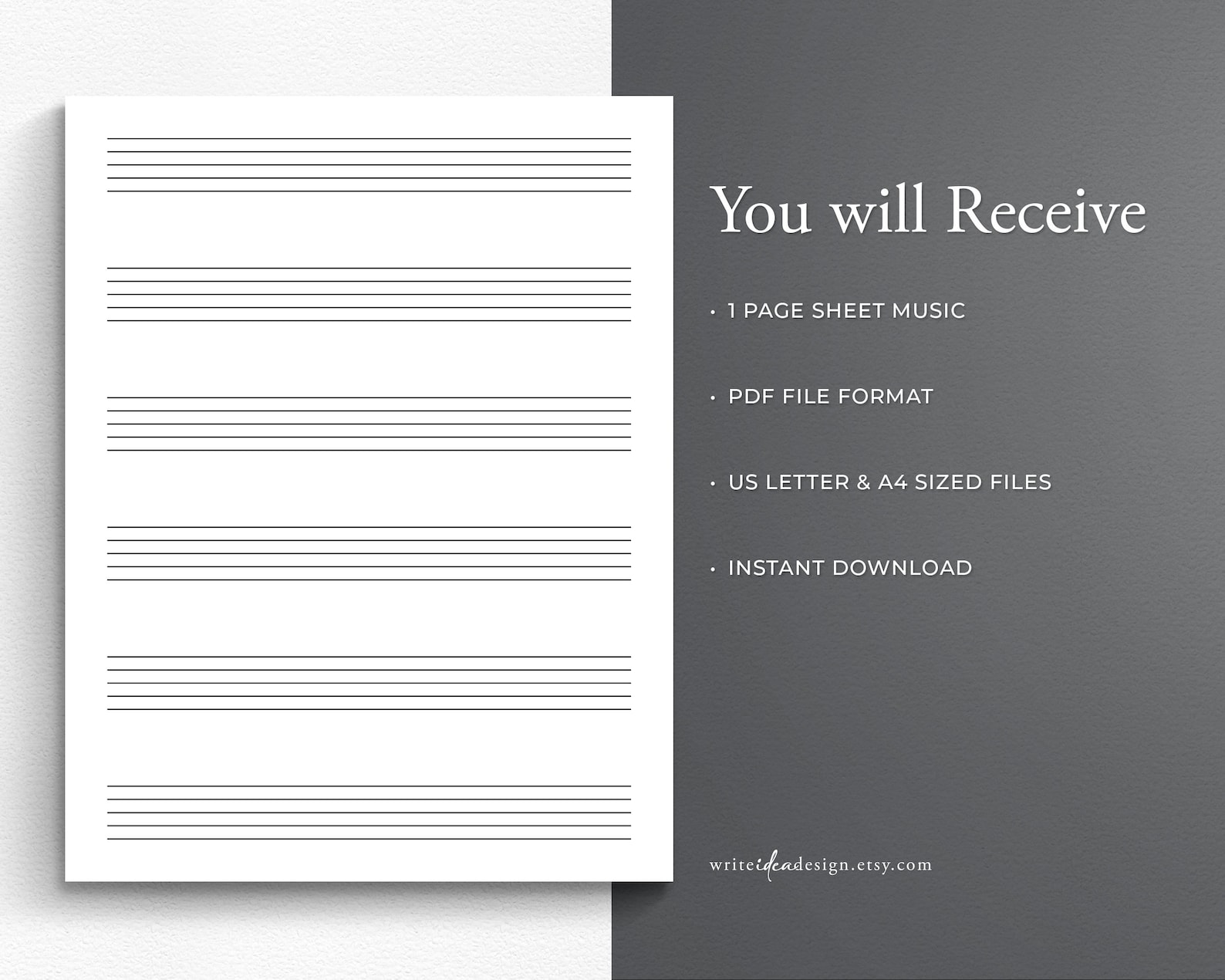 Wide Staff Sheet Music for Letter/a4. Blank Sheet Music - Etsy