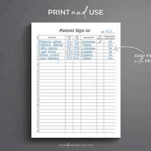 Printable Patient Sign-in Sheets. Easy Patient Check-in Sheets. Doctor ...