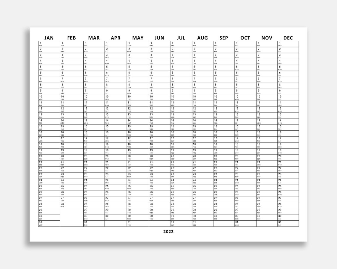 2022-2024 Jaarplanner op 1 pagina. Jaarlijkse planner. 365 - Etsy België