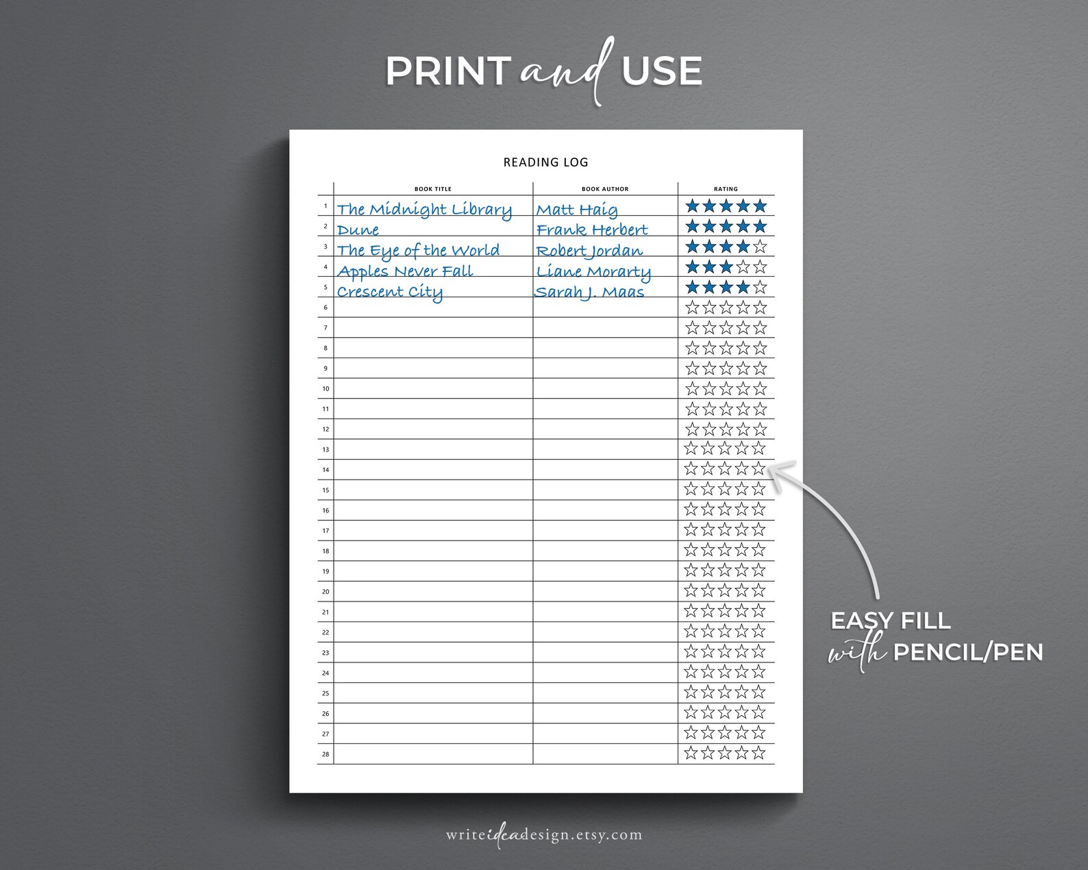 Printable Reading Log. Reading Tracker. Books I've Read. Book Log - Etsy