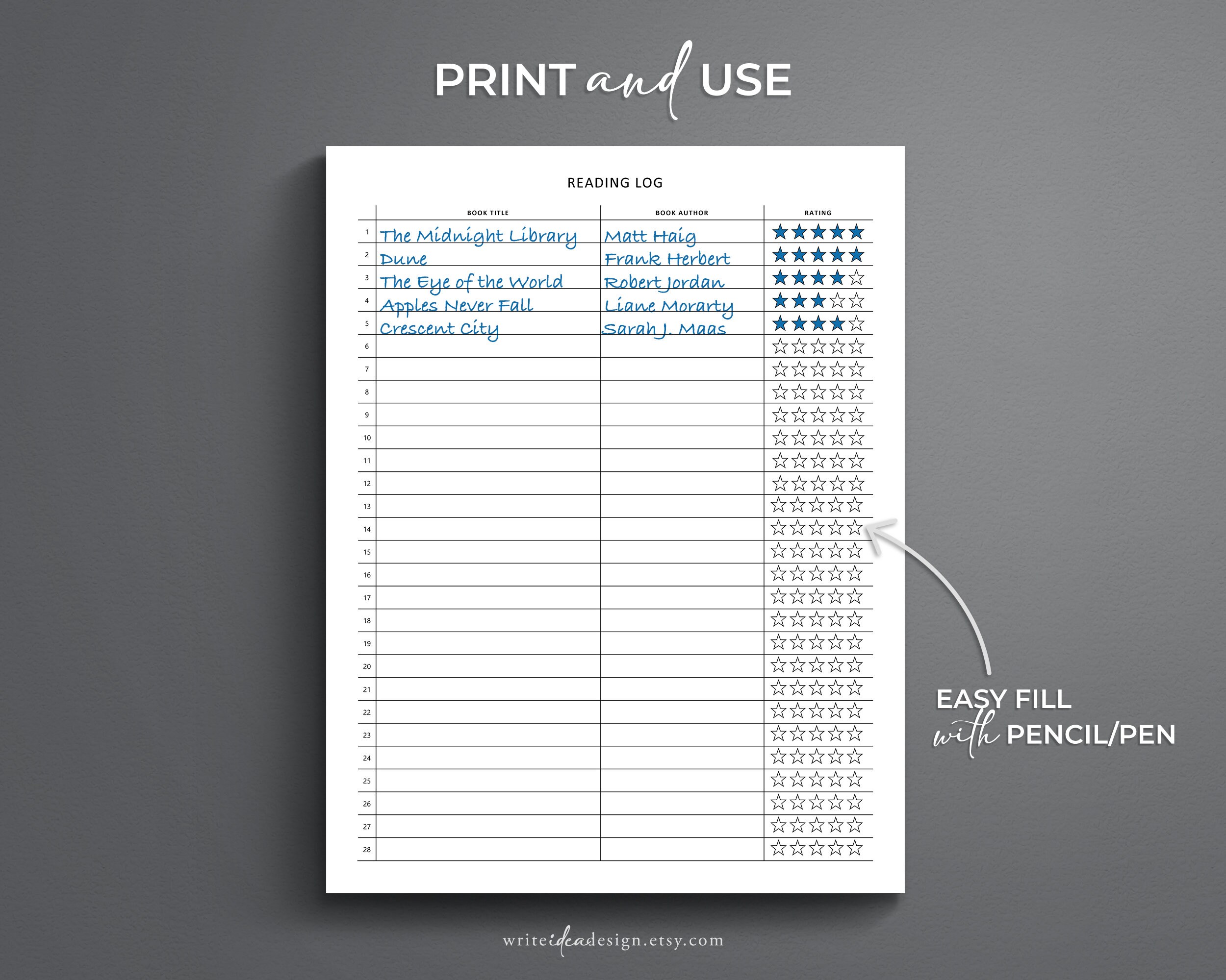 Printable Reading Log. Reading Tracker. Books I've Read. Book Log - Etsy