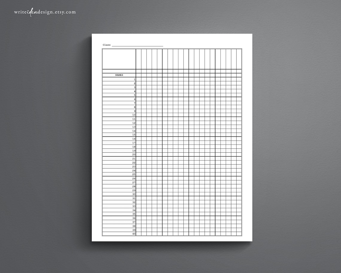 Printable Teacher Grade Book Tracker (digital Download) - Etsy