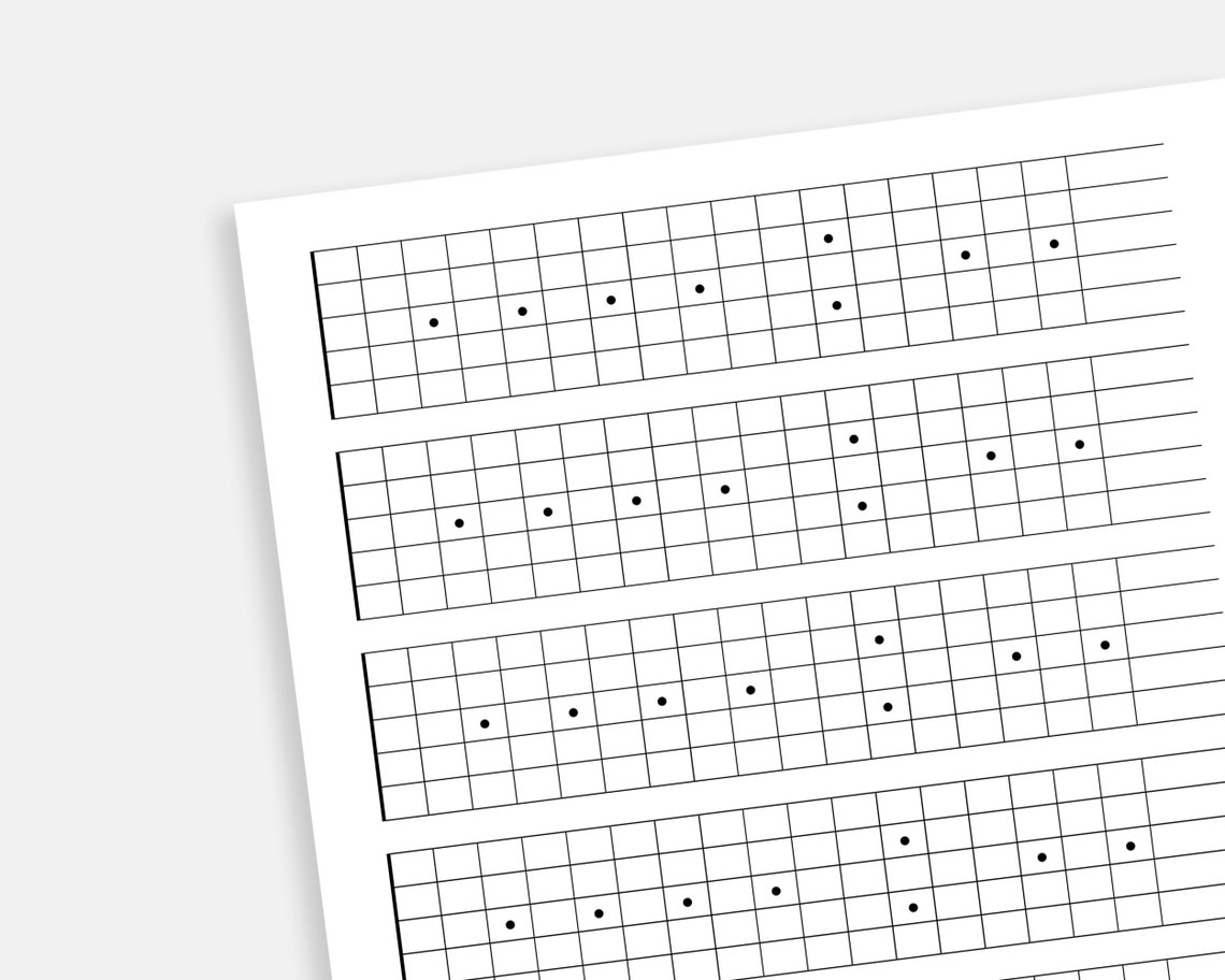 Printable Guitar Neck Diagram. Blank Guitar Fretboard. Blank - Etsy