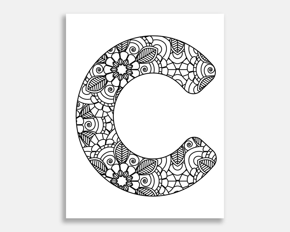 Mandala Alphabet Coloring Pages. Letter Coloring. Printable | Etsy