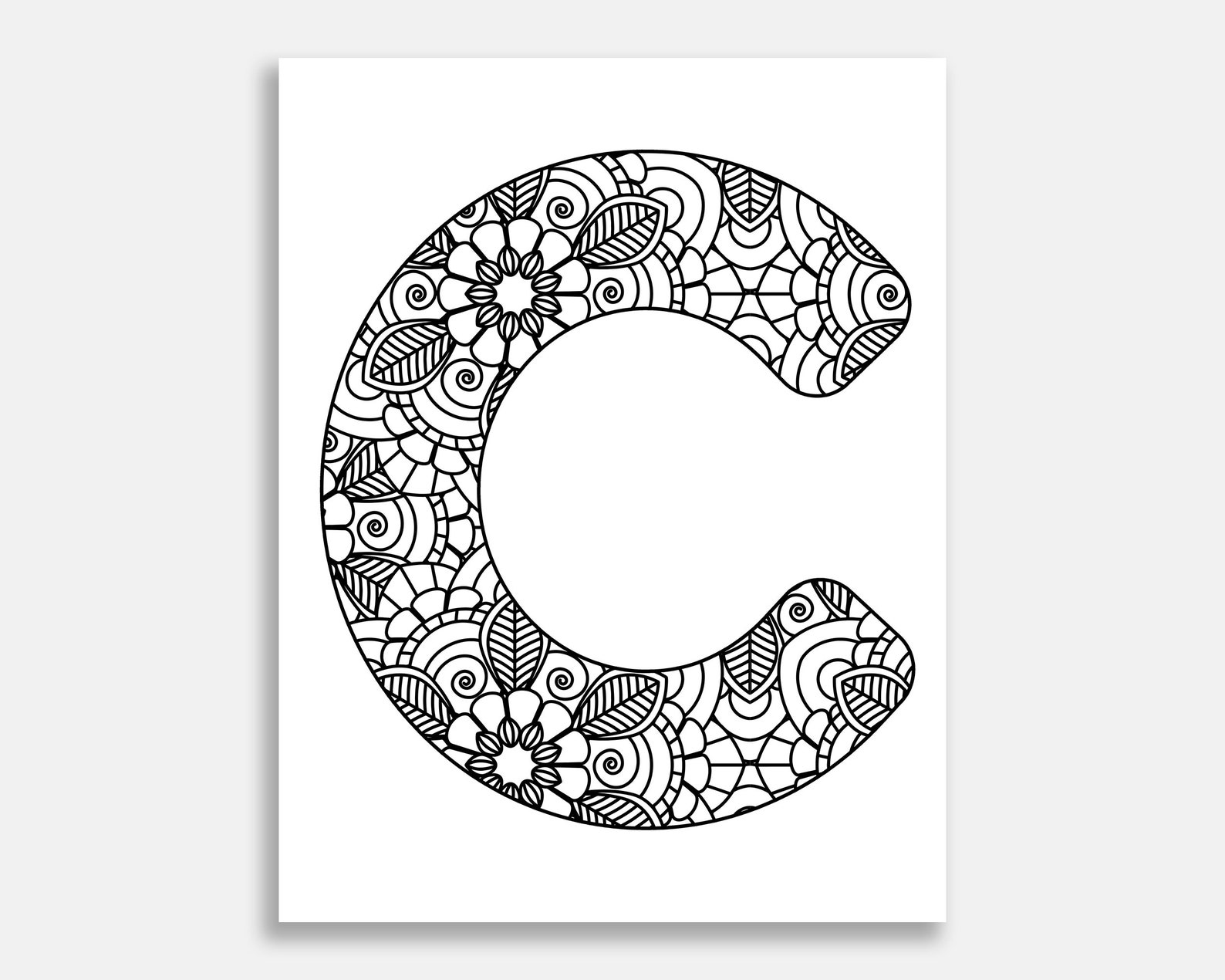 Mandala Alphabet Coloring Pages. Letter Coloring. Printable | Etsy
