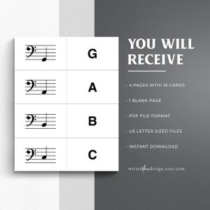 Printable Music Note Flash Cards. Bass Clef. Learning to Read Music ...