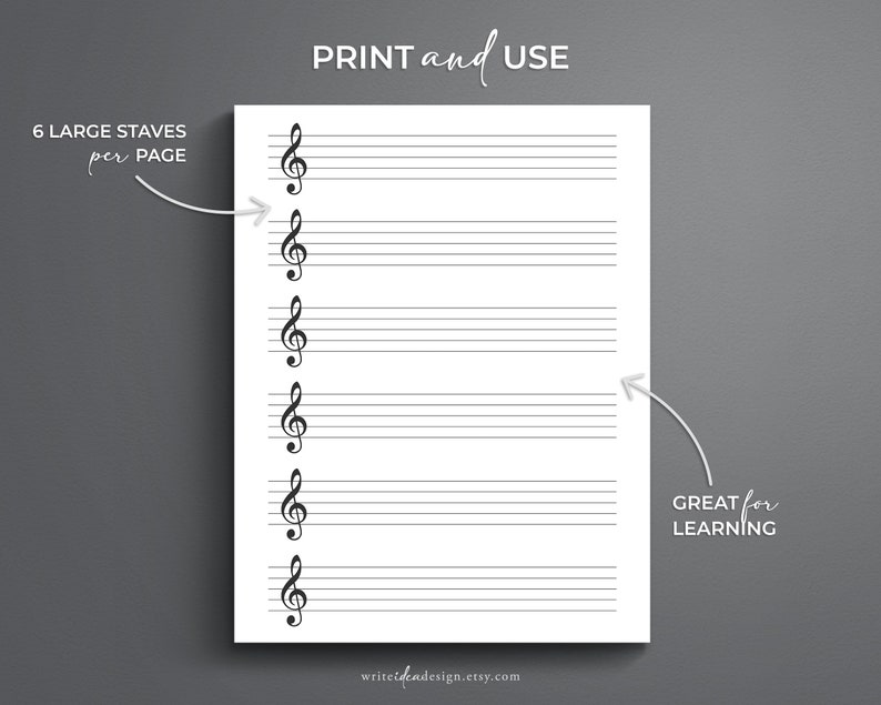 Kids Printable Treble Clef Sheet Music for Letter/a4. Blank - Etsy