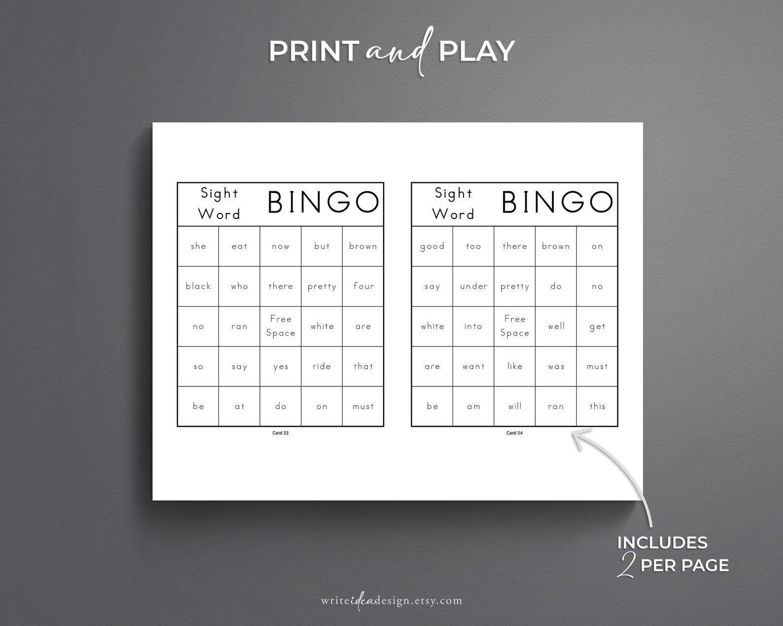 Kindergarten Sight Word Bingo. 100 Sight Word Bingo Cards. - Etsy