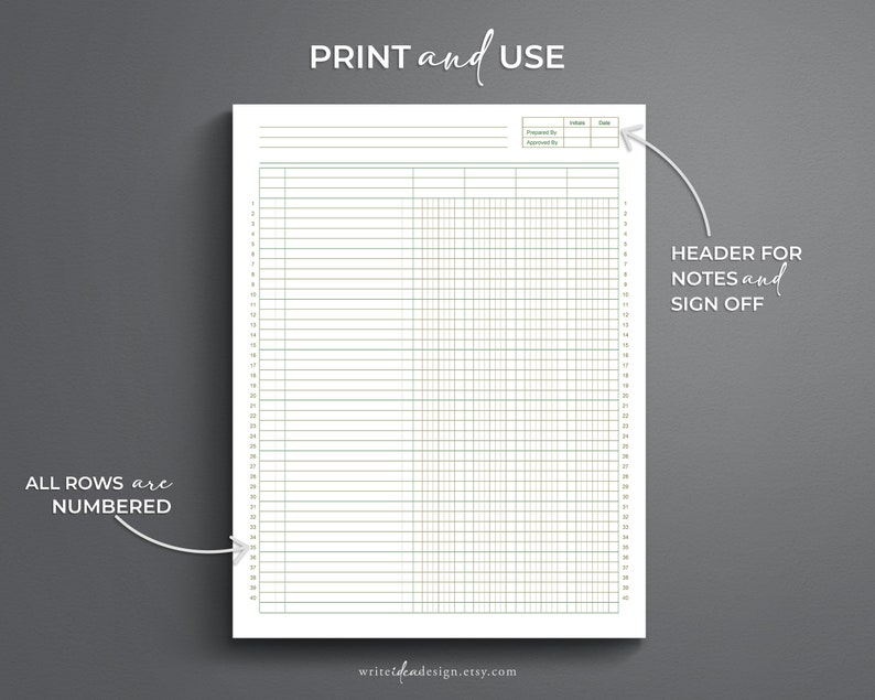 Printable Columnar Paper. Accounting Ledger. Digital Ledger Paper ...