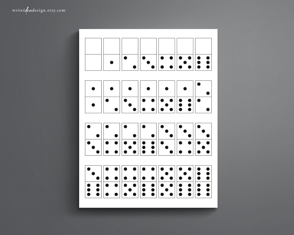 Printable Domino Set: 28 Double-six Dominoes (PDF Download) - Etsy