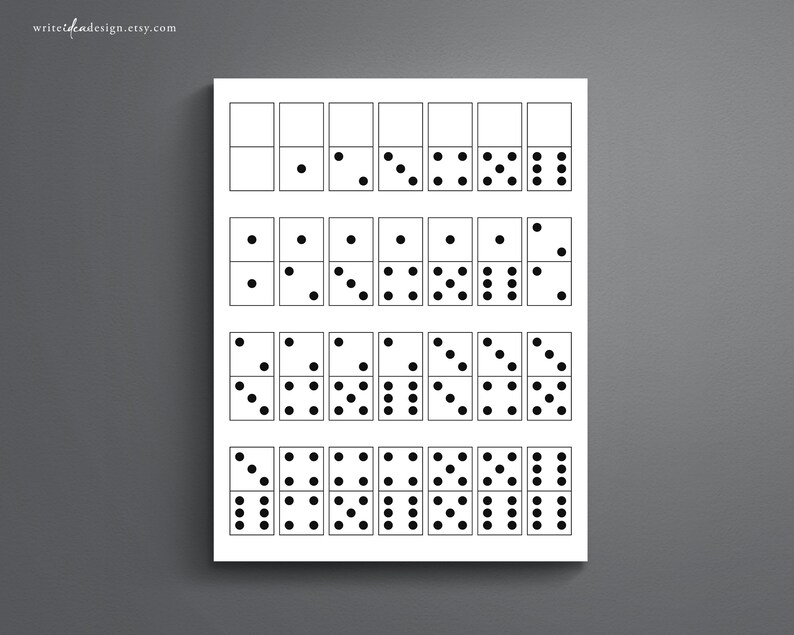 Printable Domino Set: 28 Double-six Dominoes (PDF Download) - Etsy