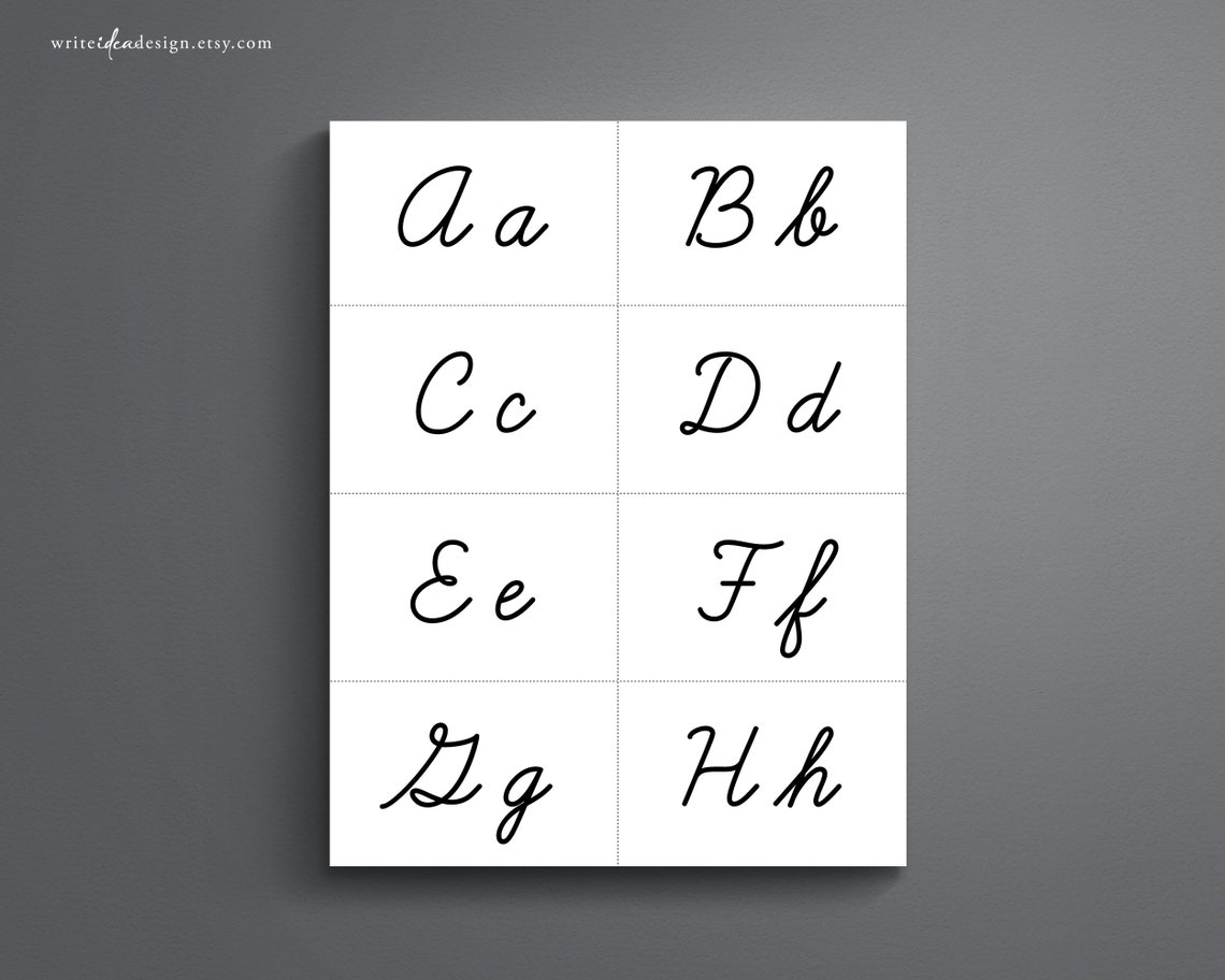 Cursive Alphabet Printable Flash Cards. Learn Cursive. Cursive - Etsy ...