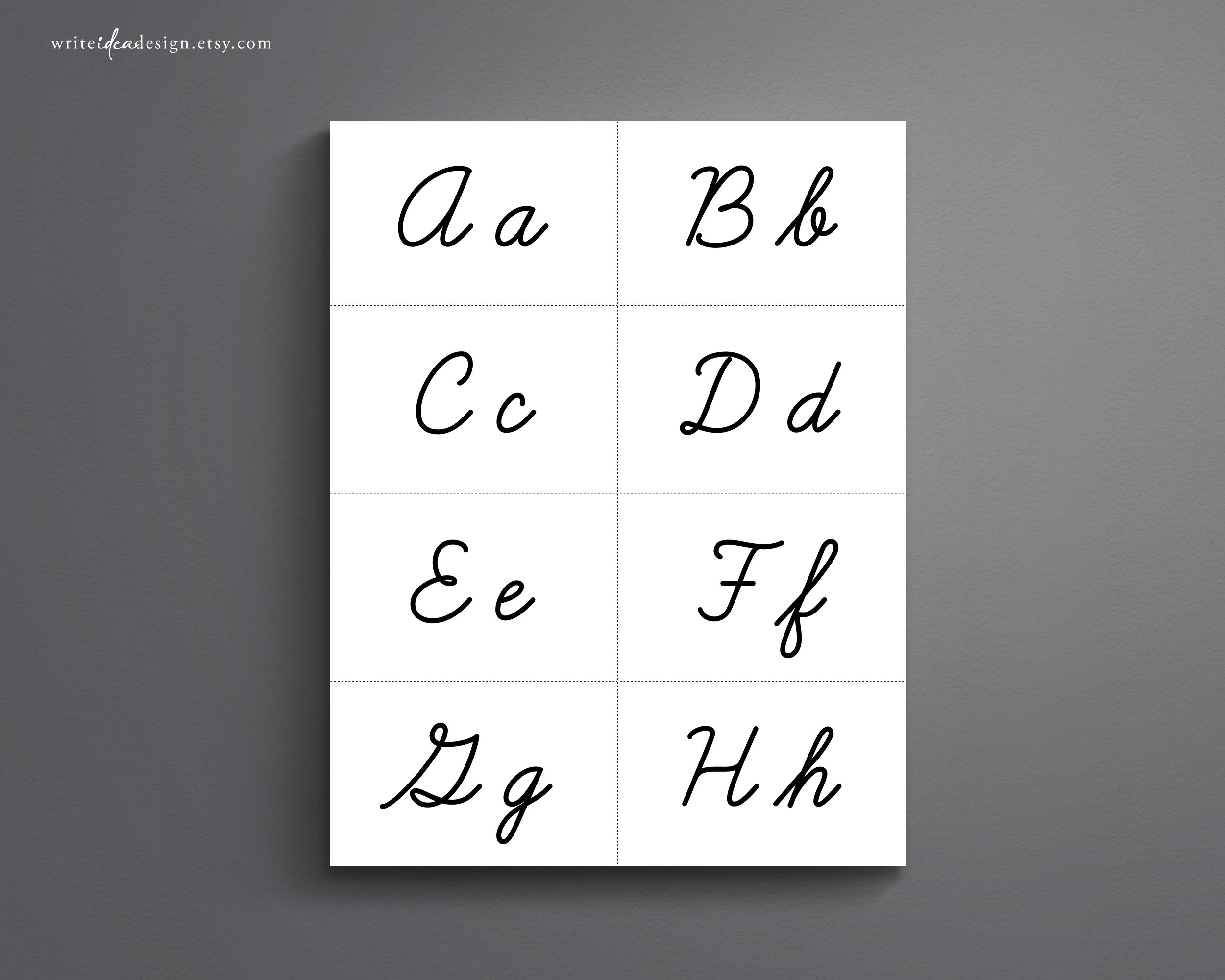 Cursive Alphabet Printable Flash Cards. Learn Cursive. Cursive Letters ...