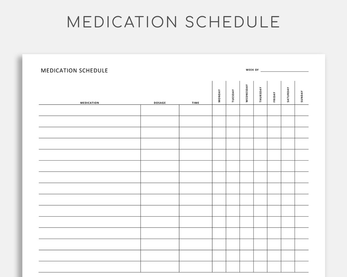 Medication Schedule. Weekly Pill Tracker. Medication Log. - Etsy