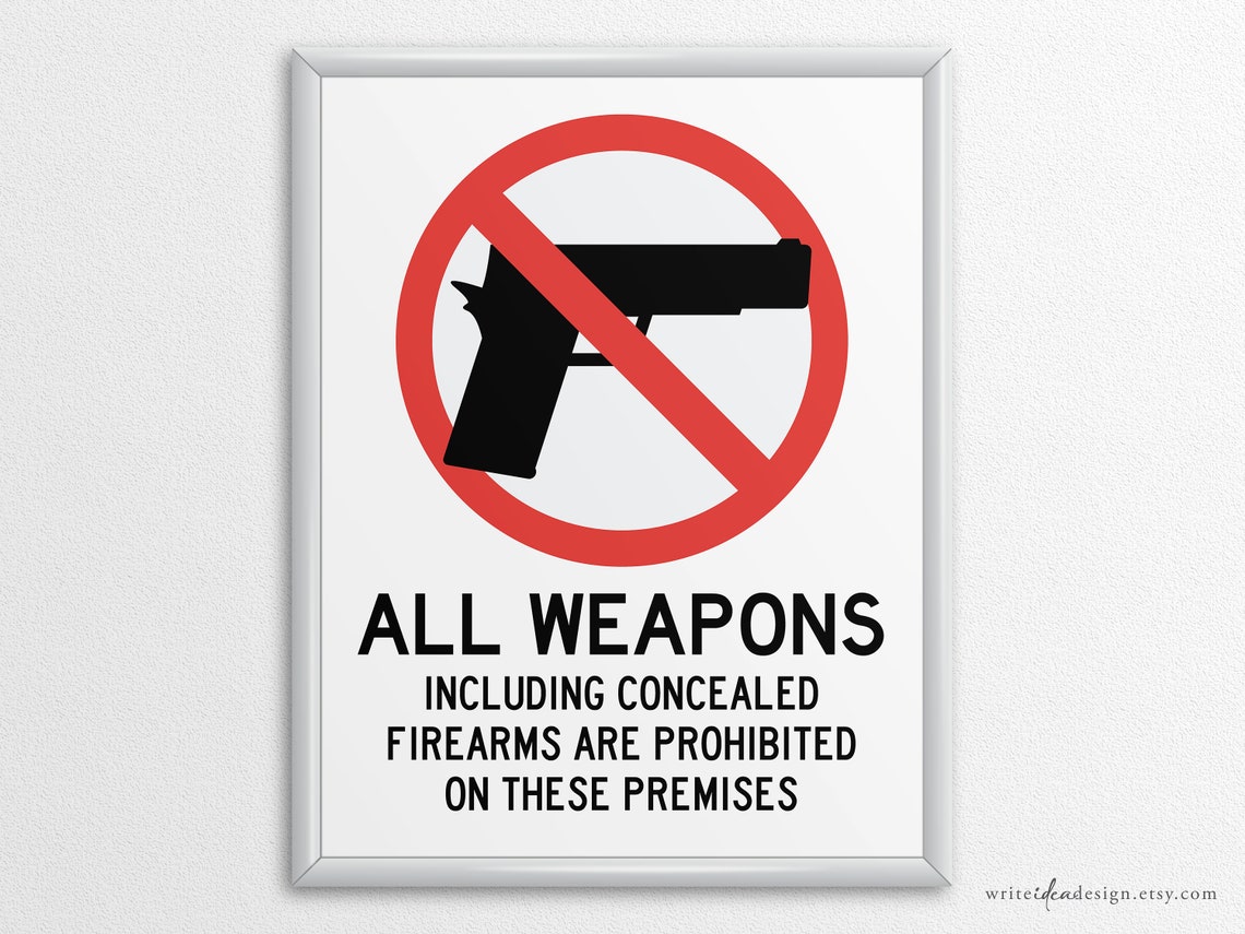 Printable All Weapons Prohibited Sign in US Letter and A4 Sizes ...