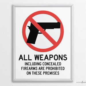 Printable All Weapons Prohibited Sign in US Letter and A4 Sizes ...