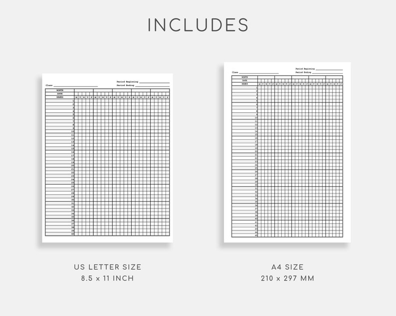 Class Record. Attendance Log. Attendance Tracker. Attendance - Etsy
