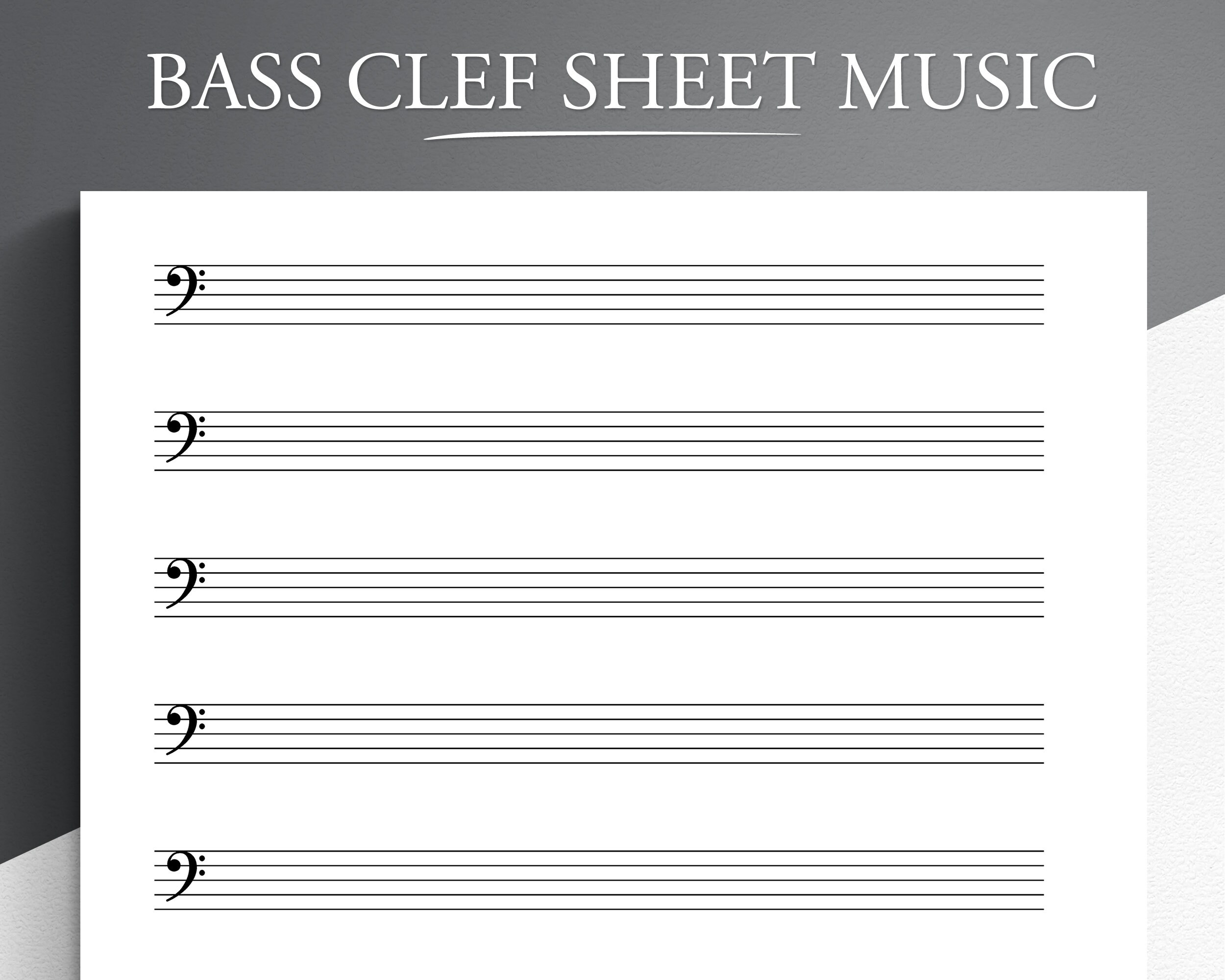 Printable Bass Clef Sheet Music for Letter/a4. Blank Music - Etsy