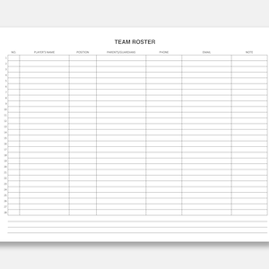 Team Roster. Google Docs/word/adobe PDF. Sports Roster - Etsy