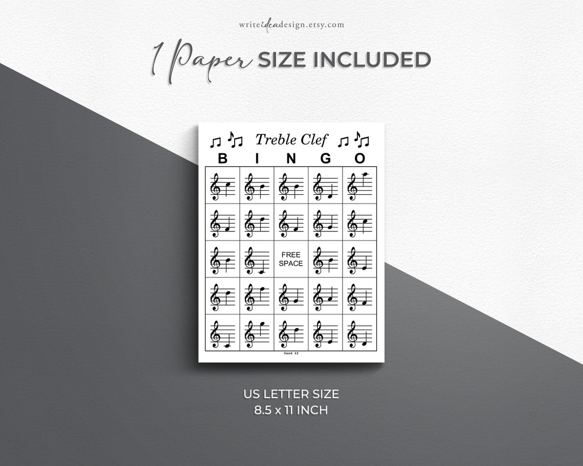 Treble Clef Bingo Game: Music Education Printable (PDF) - Etsy