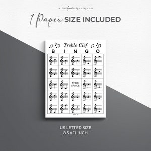 Treble Clef Bingo Game: Music Education Printable (PDF) - Etsy
