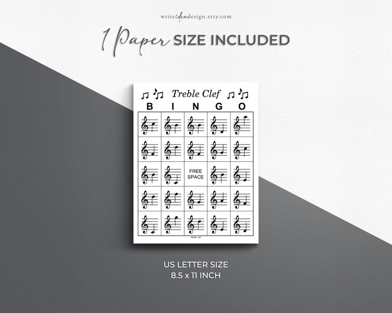 Treble Clef Bingo Game: Music Education Printable (PDF) - Etsy