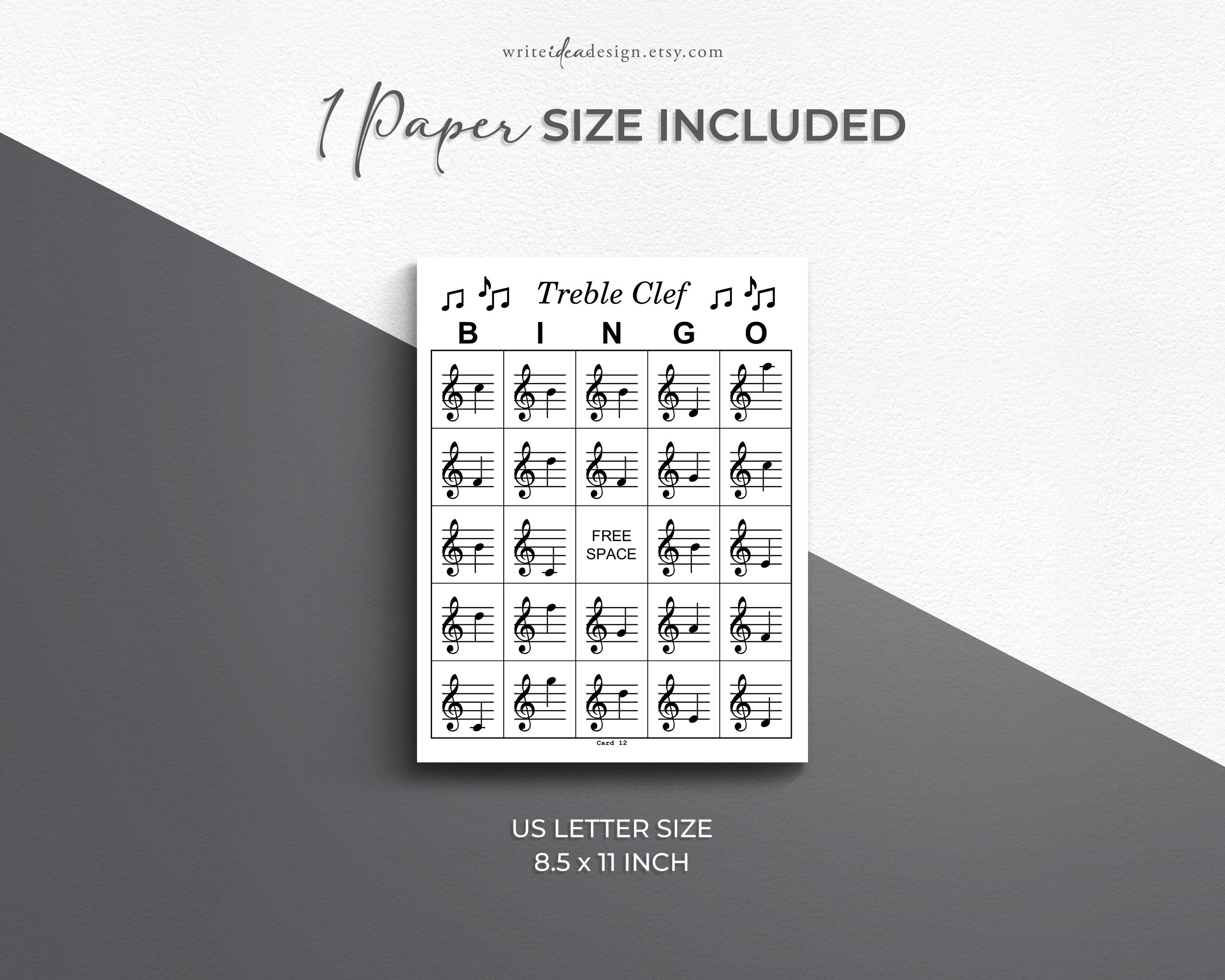 Treble Clef Bingo Game: Music Education Printable (PDF) - Etsy