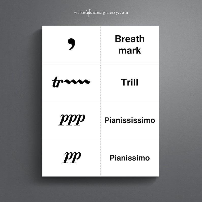 Printable Music Symbol Flash Cards: Learn Music Theory (PDF) - Etsy