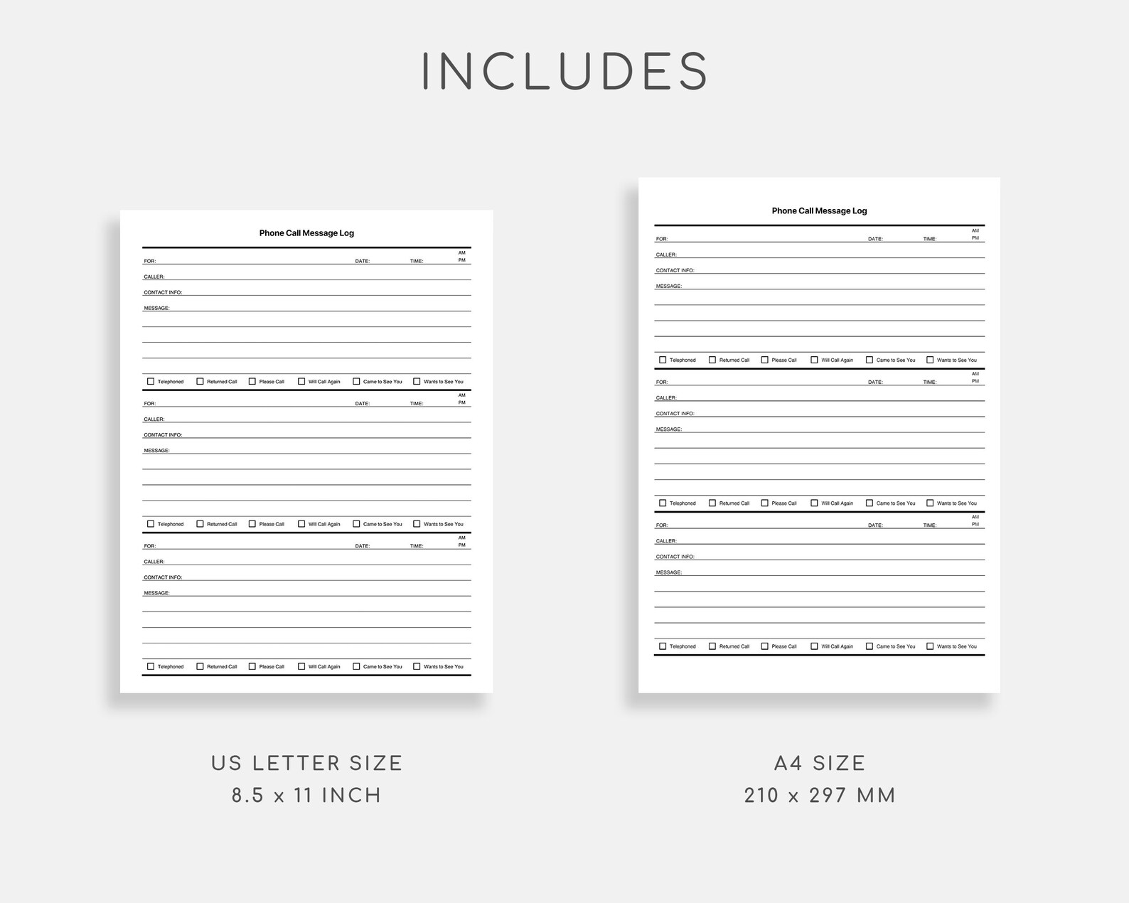Phone Call Message Log. Phone Log. Message Log. Call Log. | Etsy