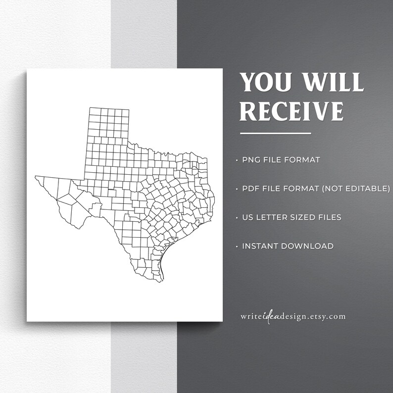 Printable Texas County Map: Geography Activity, Homeschool Resource ...