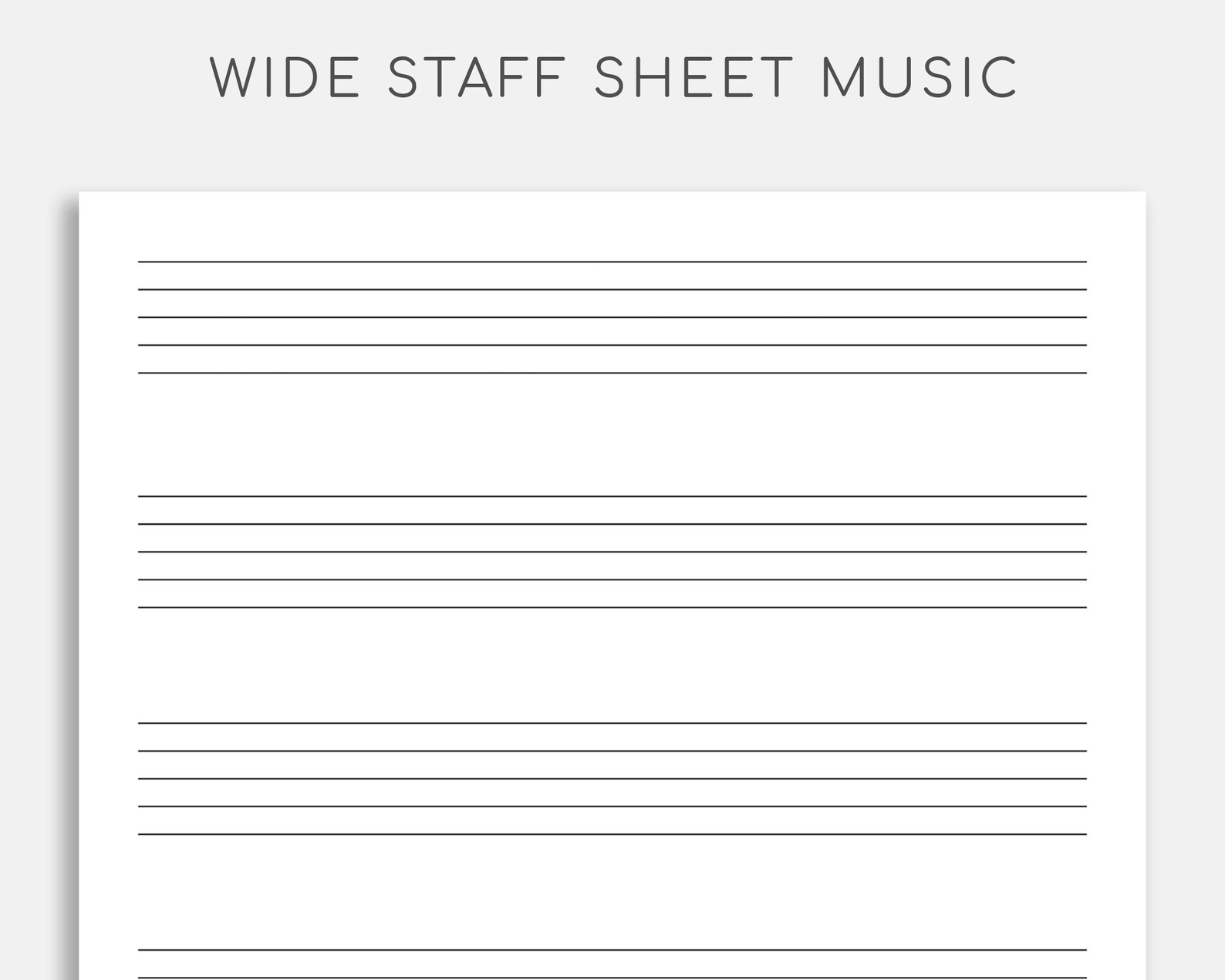 Wide Staff Sheet Music for Letter/a4. Blank Sheet Music - Etsy
