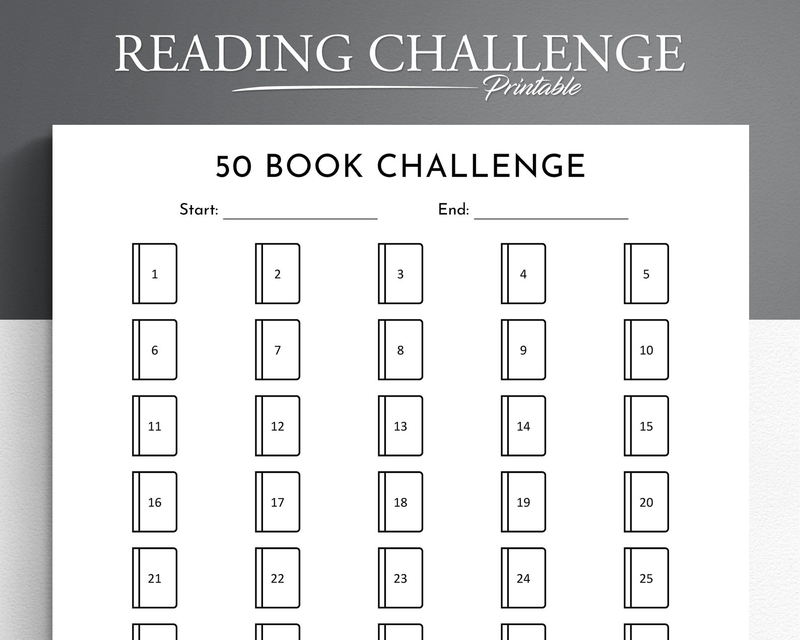 Book Challenge Sheets. 100/50/30. Reading Challenge. Reading - Etsy