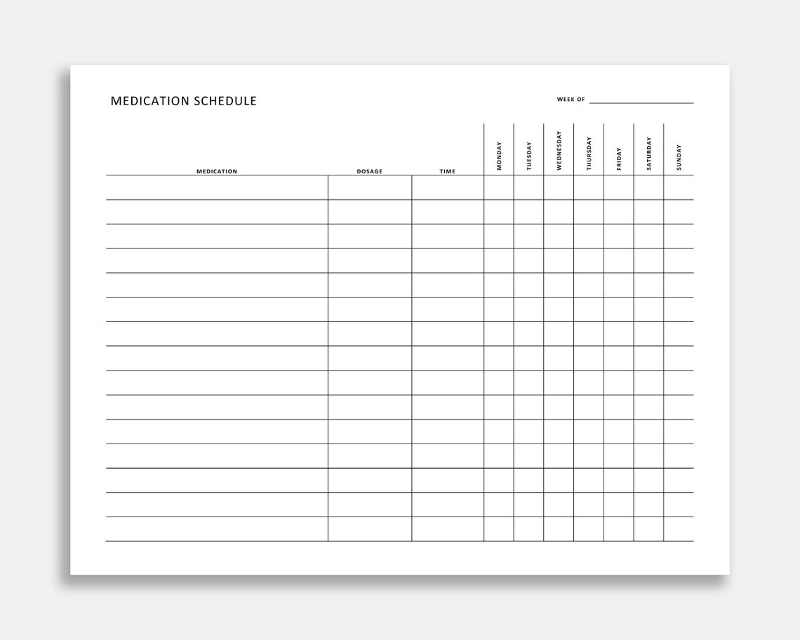 Medication Schedule. Weekly Pill Tracker. Medication Log. - Etsy
