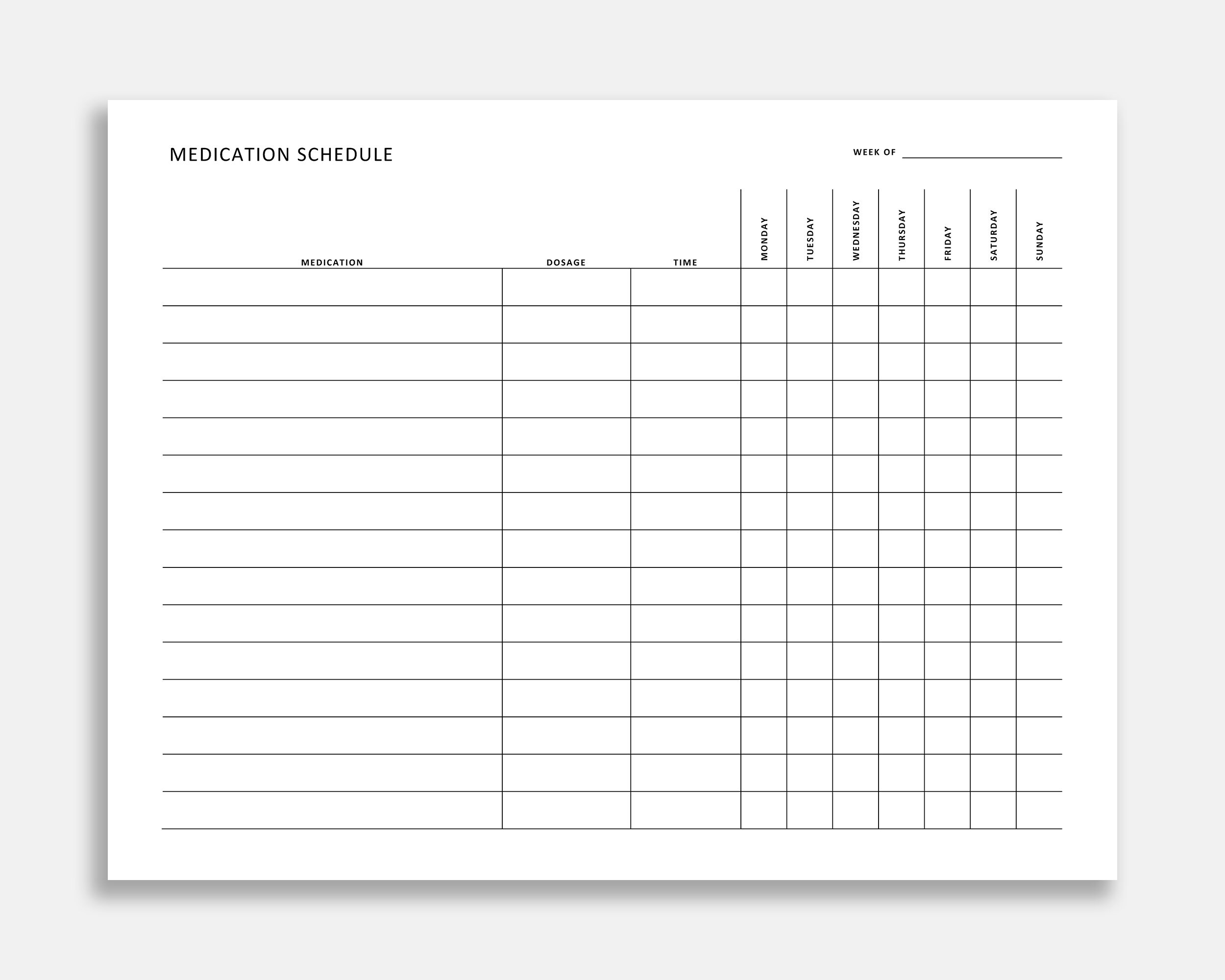 Medication Schedule. Weekly Pill Tracker. Medication Log. - Etsy