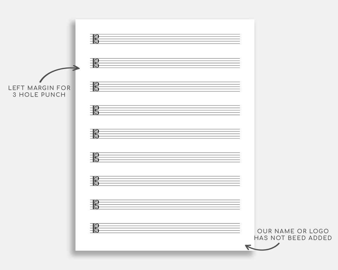 Printable Alto Clef Sheet Music for Letter/a4. Blank Music | Etsy