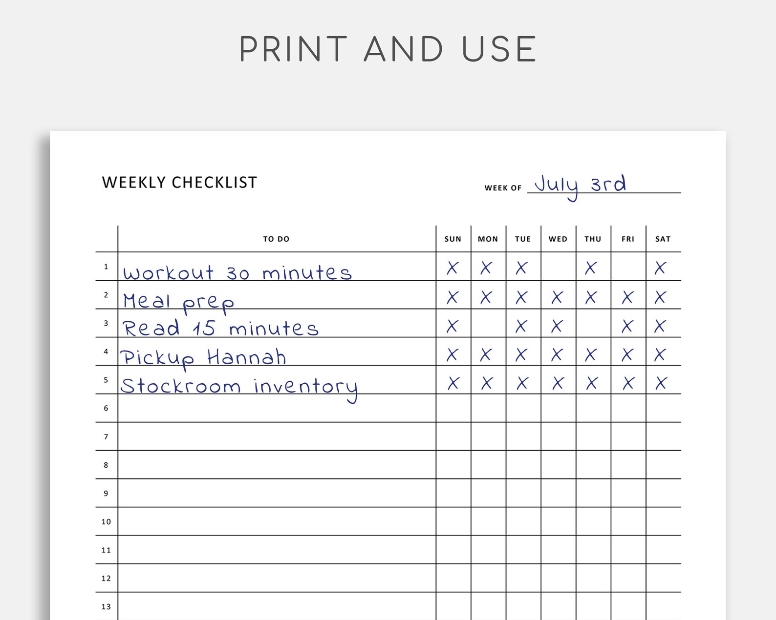 Weekly to Do List. Weekly Checklist Printable. Weekly Planner. - Etsy