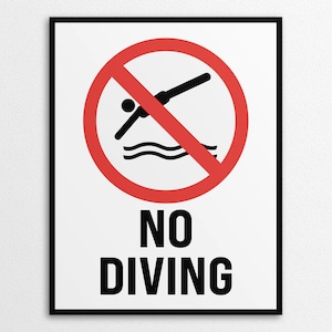 Printable No Diving Sign in US Letter and A4 Sizes, Instant Download ...