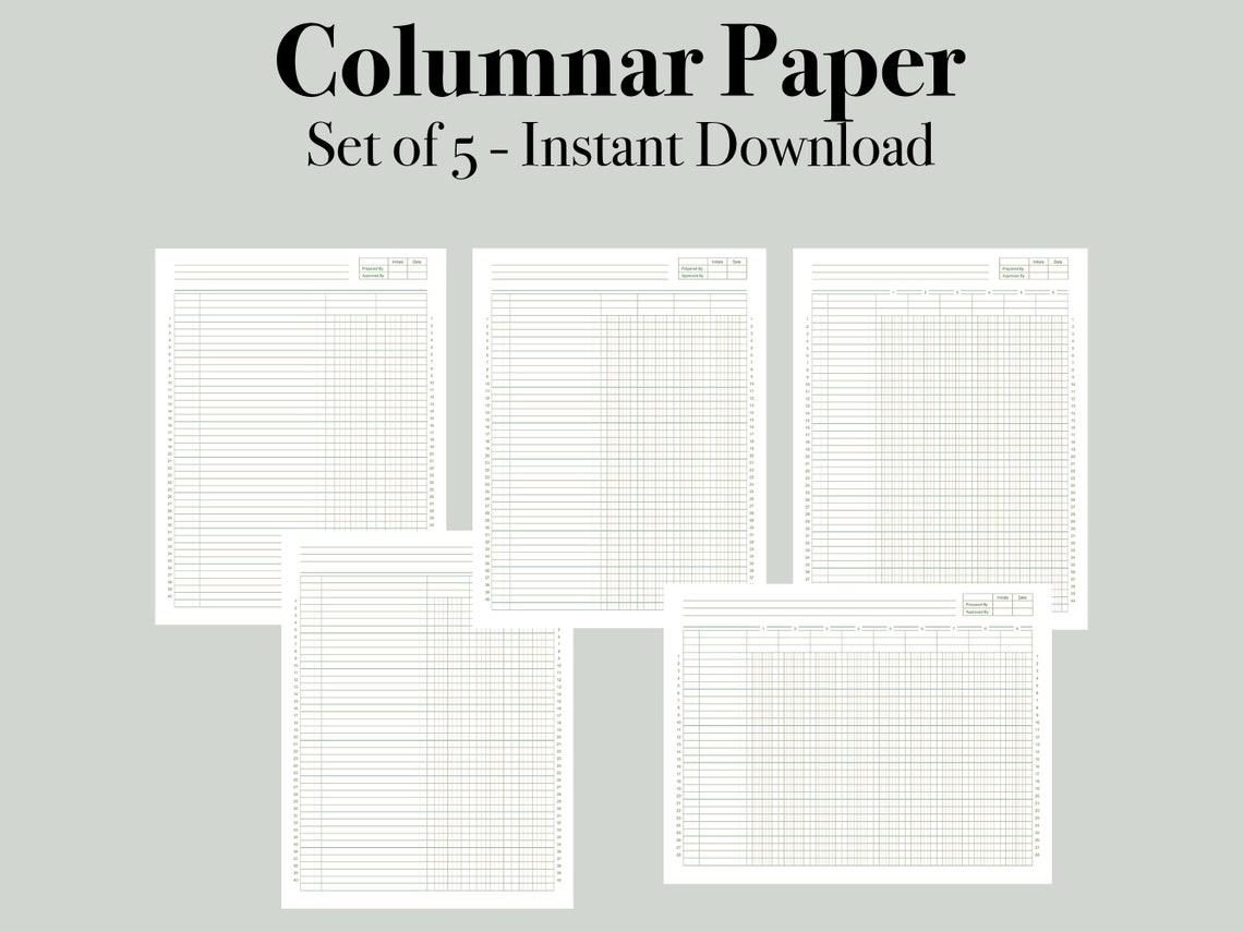 Printable Columnar Paper. Accounting Ledger. Digital Ledger | Etsy