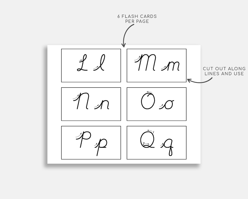 Cursive Alphabet Printable Flash Cards. Learn Cursive. Cursive | Etsy