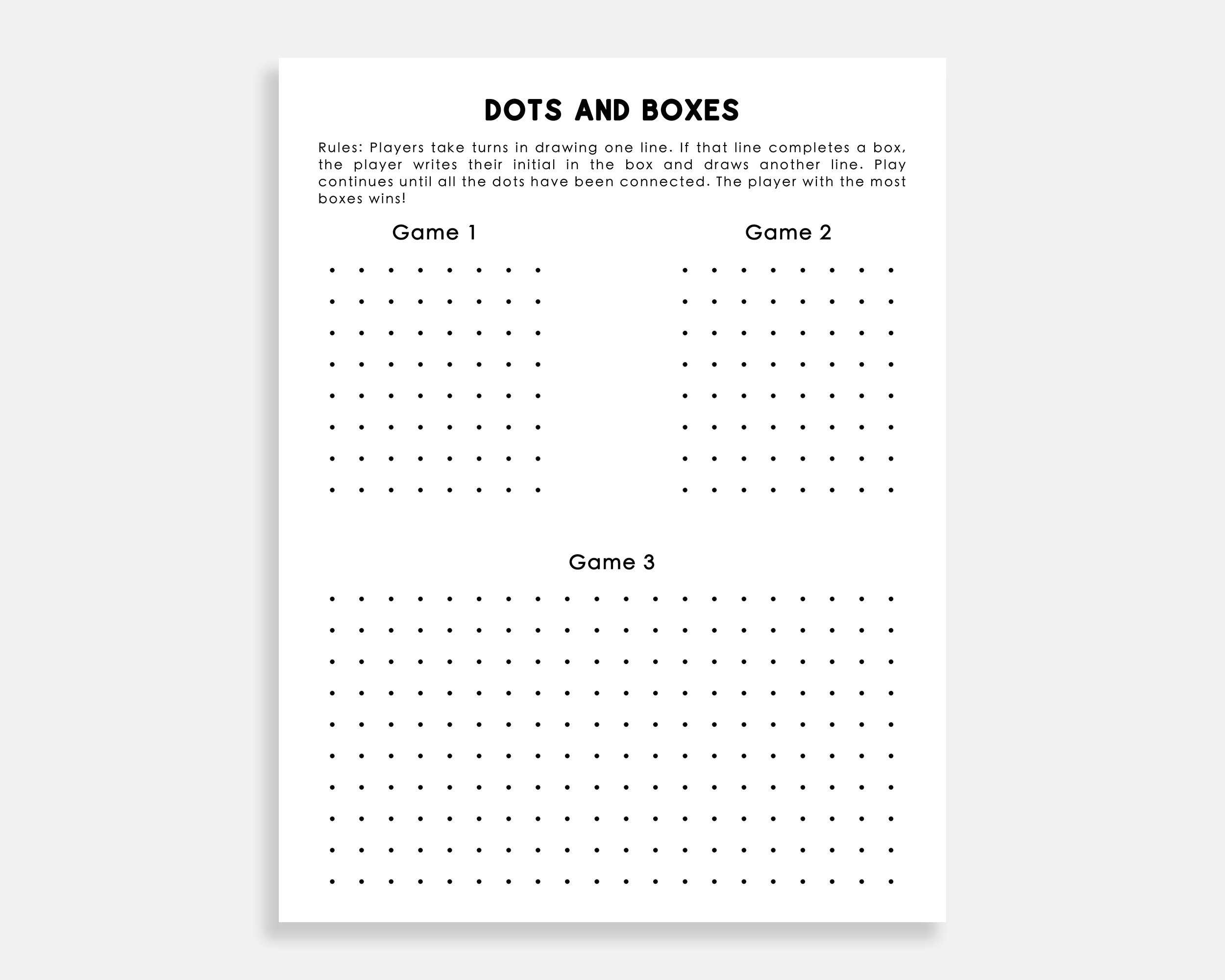 Dots and Boxes Printable Game. Dot Grid Printable Game. Pigs - Etsy UK
