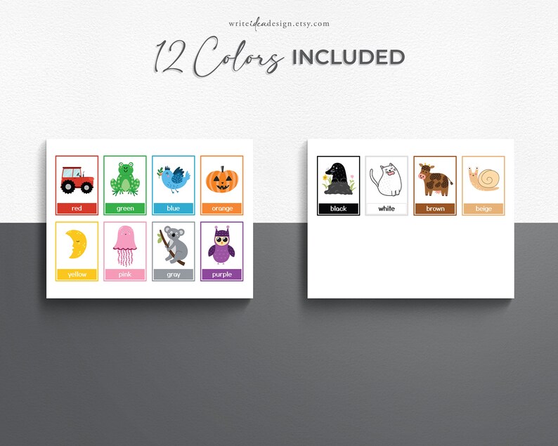 12 Printable Color Flash Cards. Preschool Color Flash Cards. - Etsy