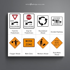 Printable Road Sign Flash Cards: Driver's Ed (PDF) - Etsy