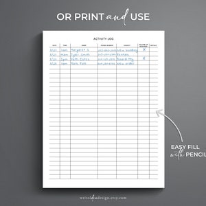 Activity Log. Activity Tracker Template. Activity and Follow-up ...