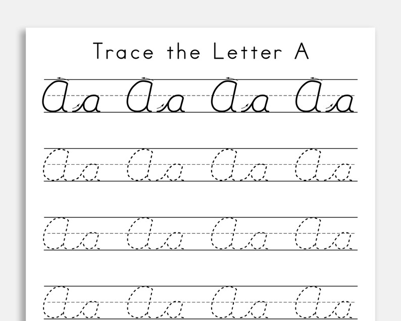Cursive Letter Tracing. Cursive Handwriting Practice. Learn - Etsy