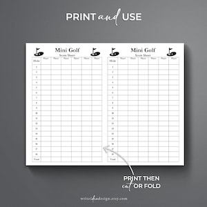 Printable Mini Golf Score Sheet - PDF Format | 2 per Page | Miniature ...