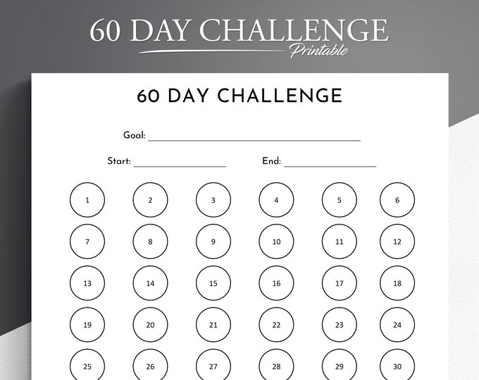 60 Day Challenge Tracker Printable | PDF Habit Tracker - Etsy Canada