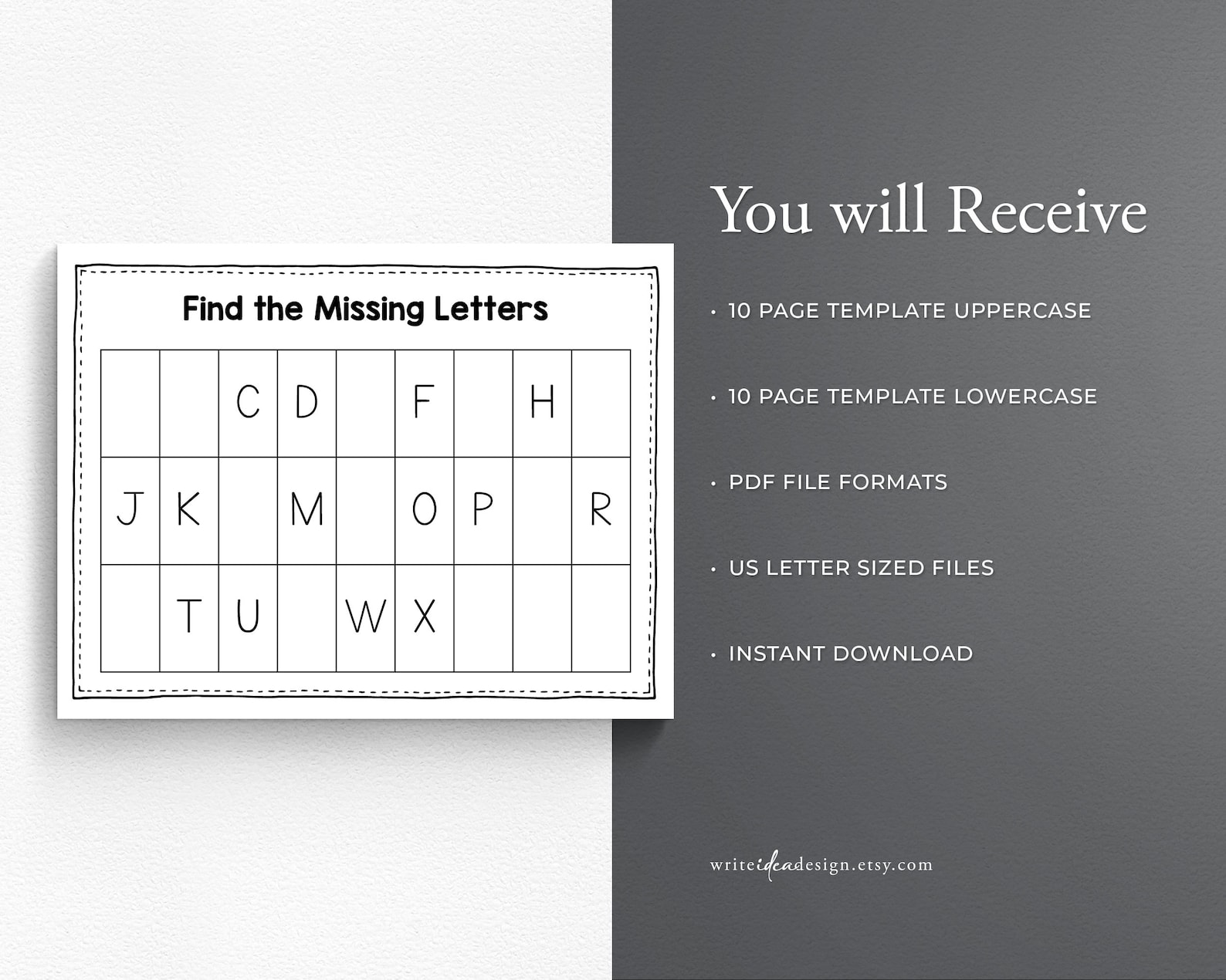 Learn the Alphabet Worksheet. Find the Missing Letter - Etsy